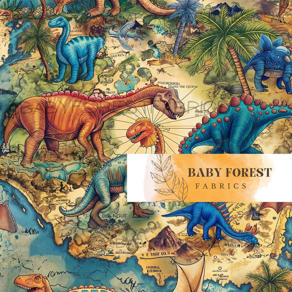 Dino World Map – Baby Forest Fabrics
