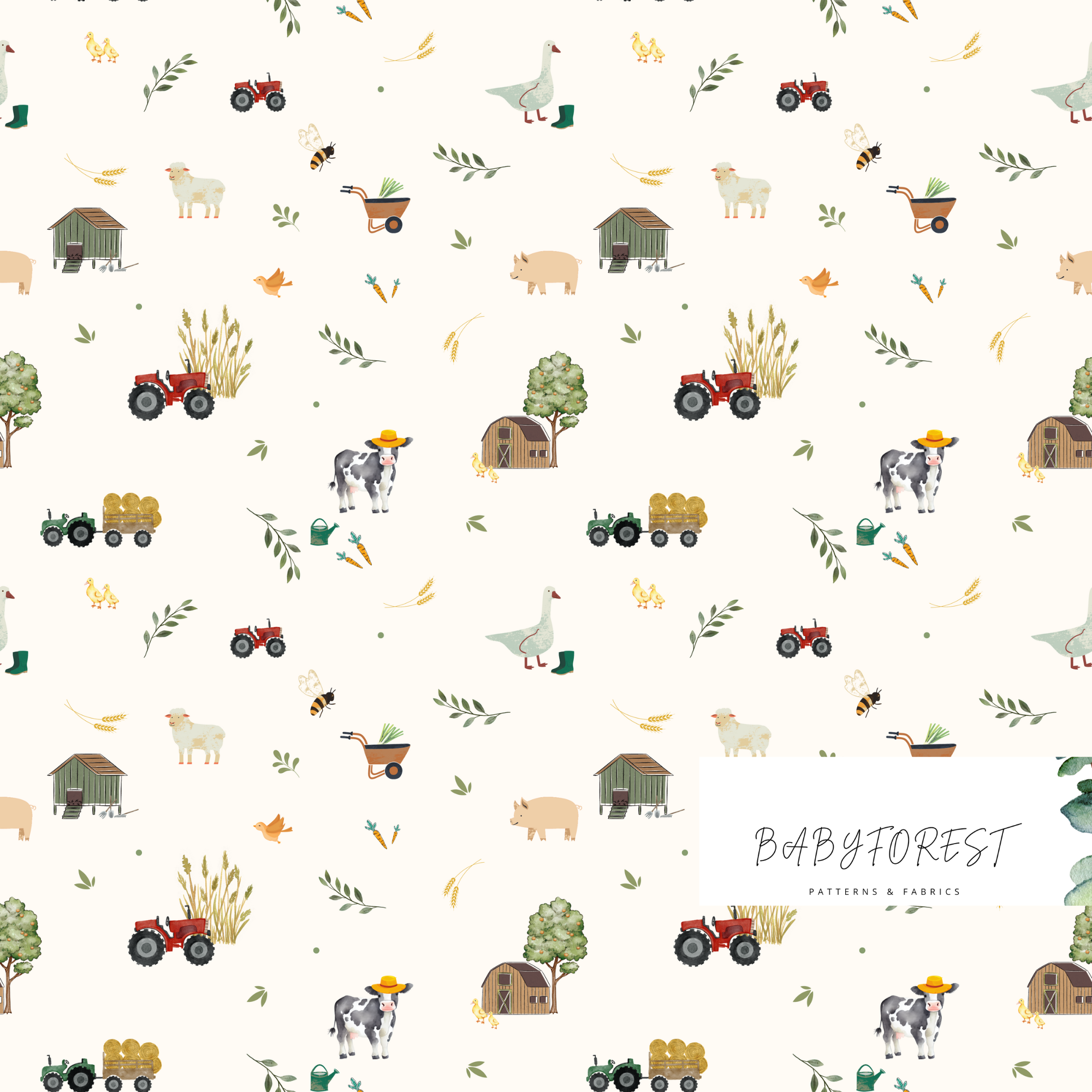 Neutral Farm – Baby Forest Fabrics
