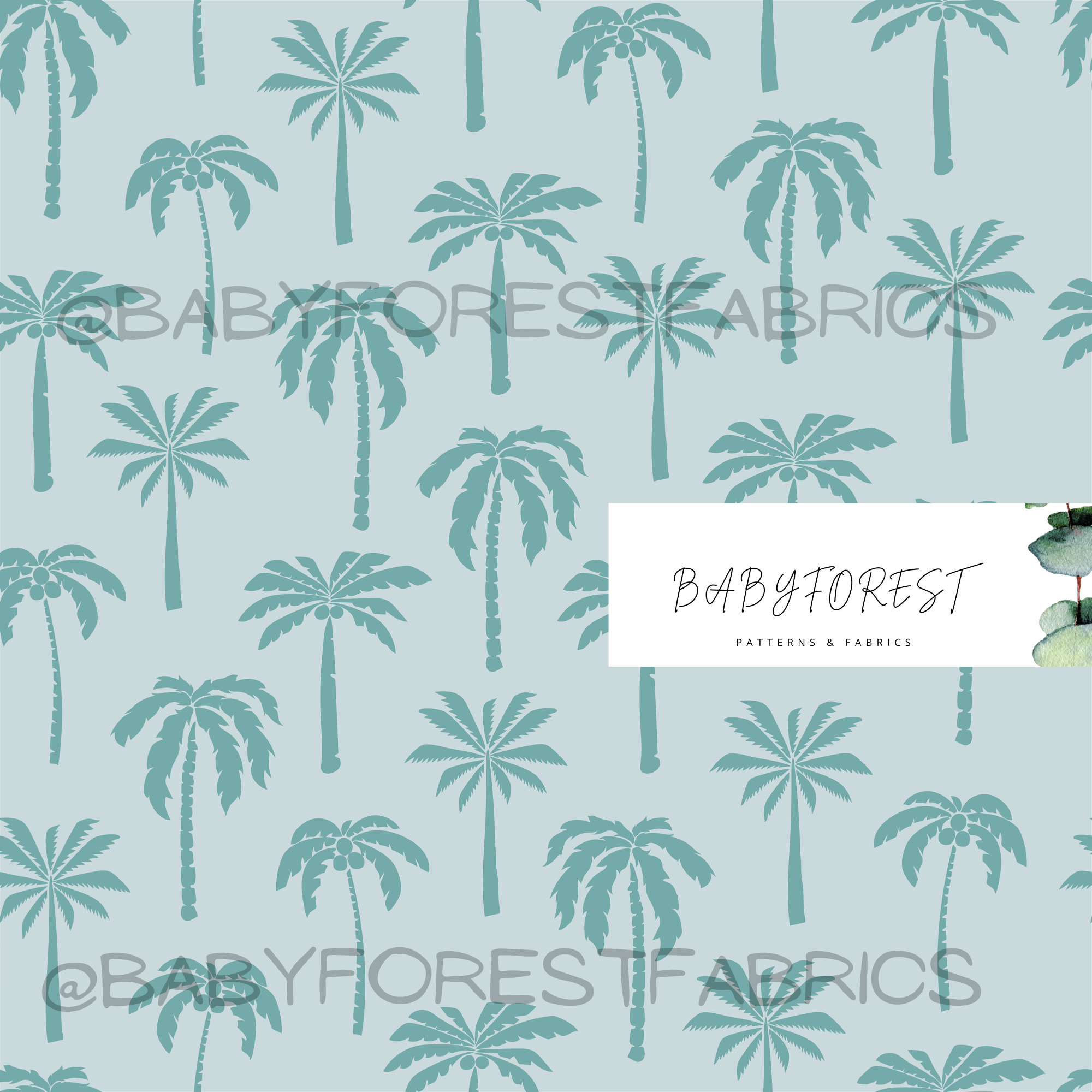 Palm Tree Blue – Baby Forest Fabrics