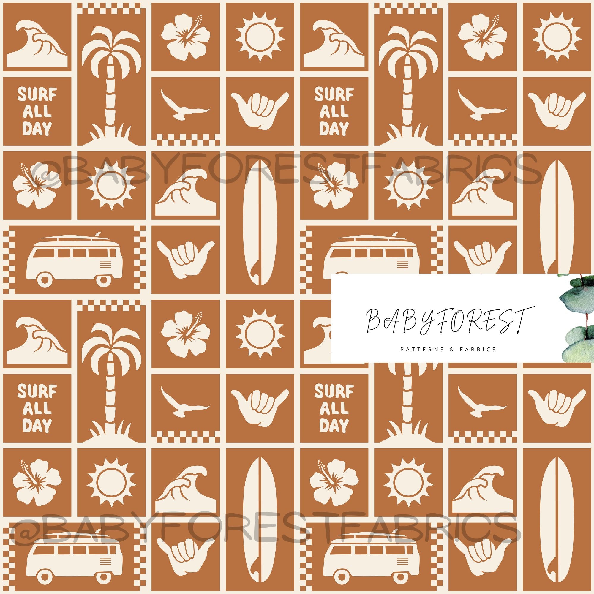 Brown Surf Patchwork – Baby Forest Fabrics